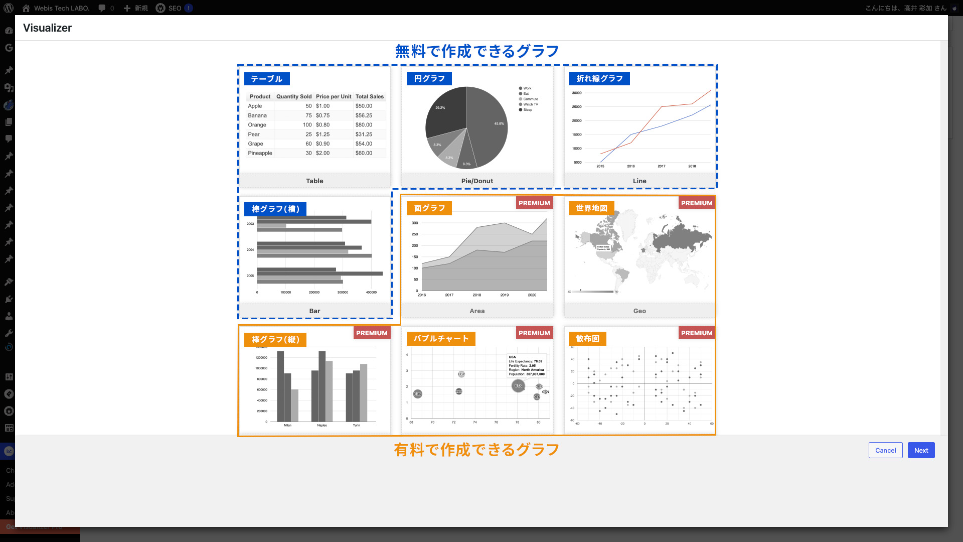 WPプラグイン『Visualizer（無料版）』で円グラフを作る方法 - Webis Tech LABO.